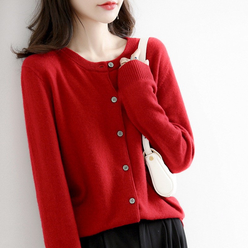 Women's Knit Crew Neck Cardigans Casual Long Sleeve Button Down ...