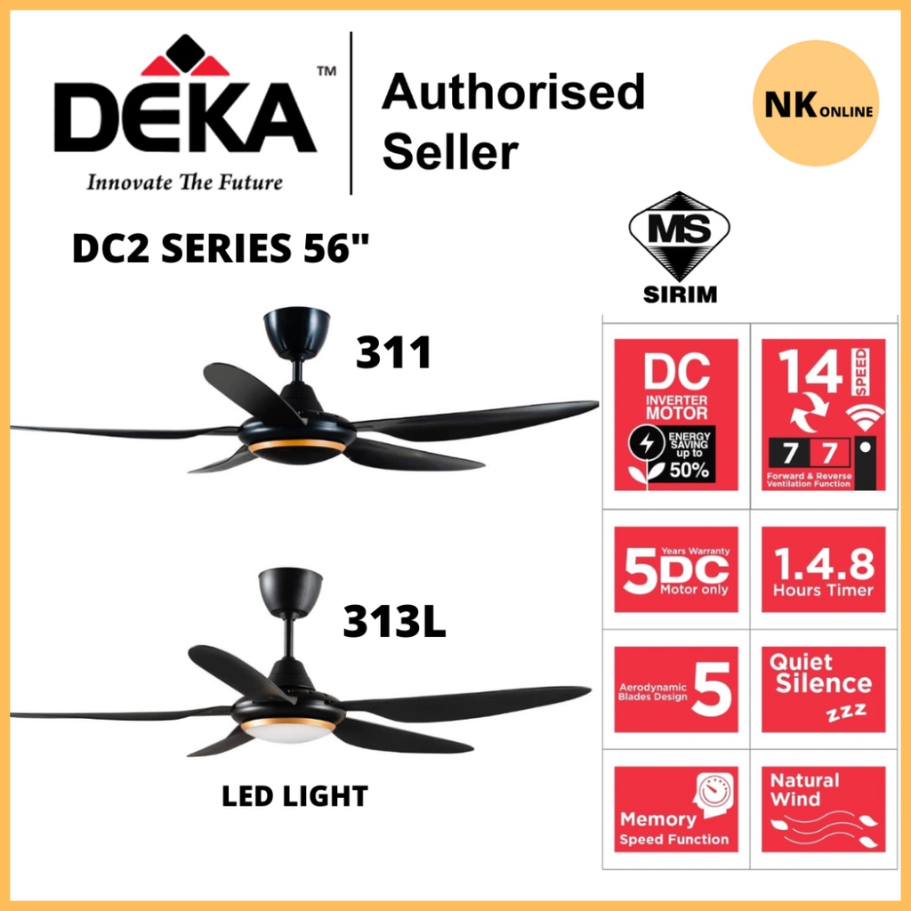 (Free Ship + Bubble Wrap) Deka DC2-311 / DC2-313L Led Light 5 Blades Dc ...