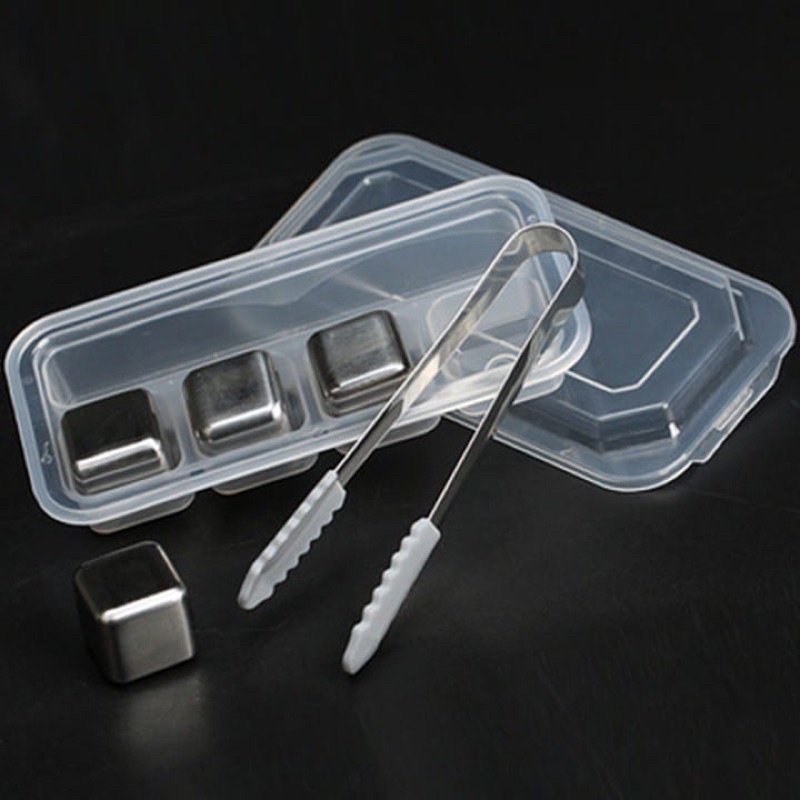 (Ready Stock)Ice Cubes Reusable Metal Chilling Stones Stainless Steel ...