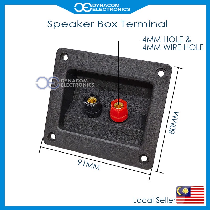 91x80MM Rectangular Speaker Box Terminal with Binding Post Connectors ...