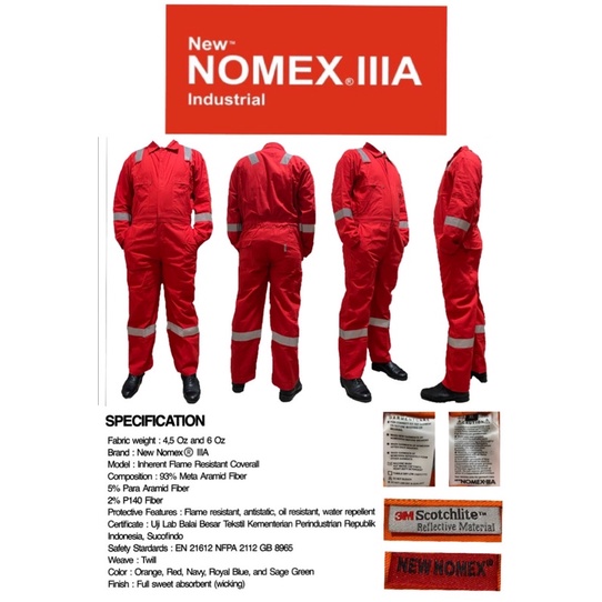 MERAH Wearpack Coverall New Nomex IIIA Aramid - Wearpack Anti Fire Red ...
