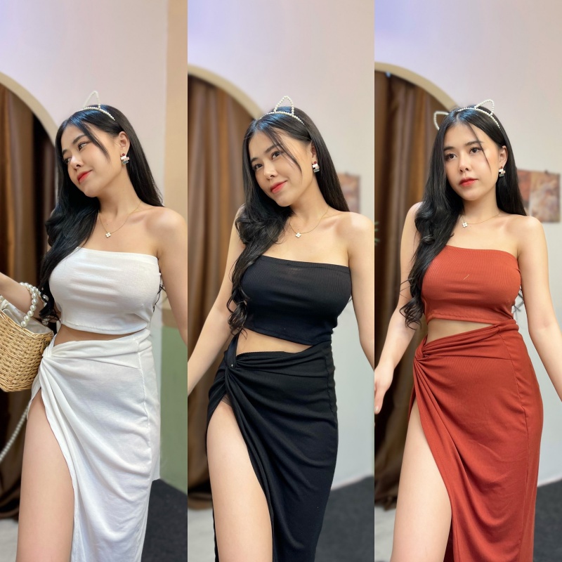 SpinnyHouse Set 2 Piece Sedap!! Strapless Shirt + Side Skirt Wear It And It's Very Sexy Pipo ...