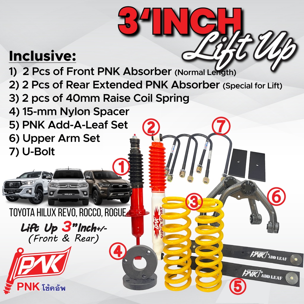 [Installation Provided] 3' Inch Lift Up Combo Package 4x4 Toyota Hilux ...