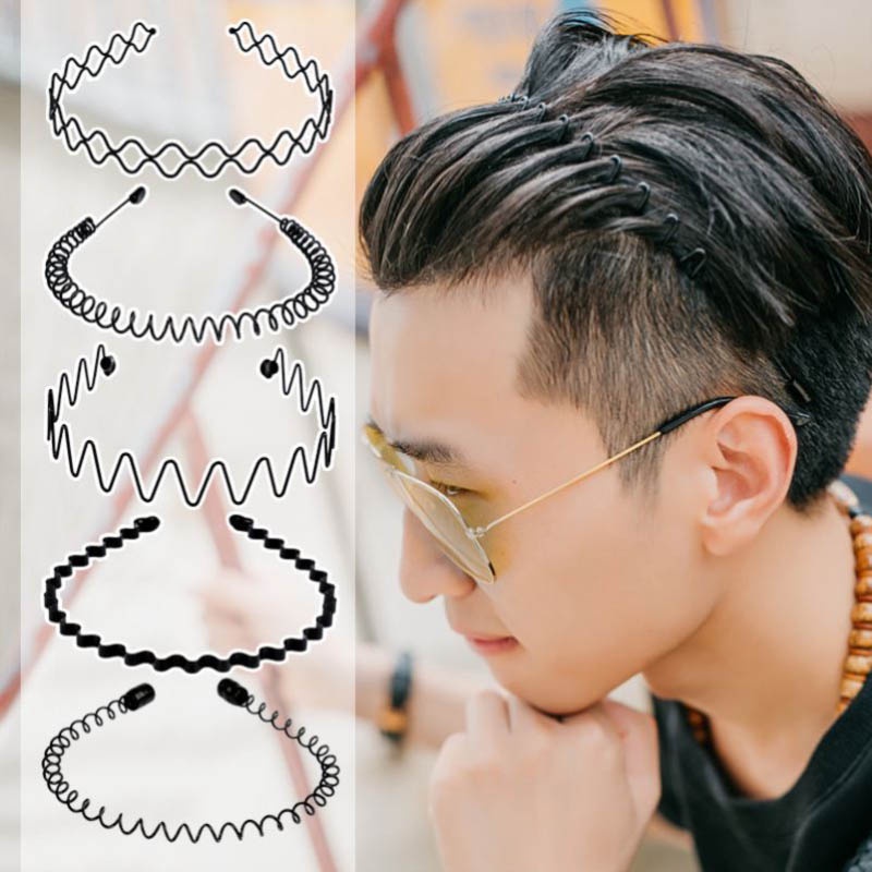 Summer Hairband Mens Women Unisex Black Wavy Hair Head Hoop Band Sport ...