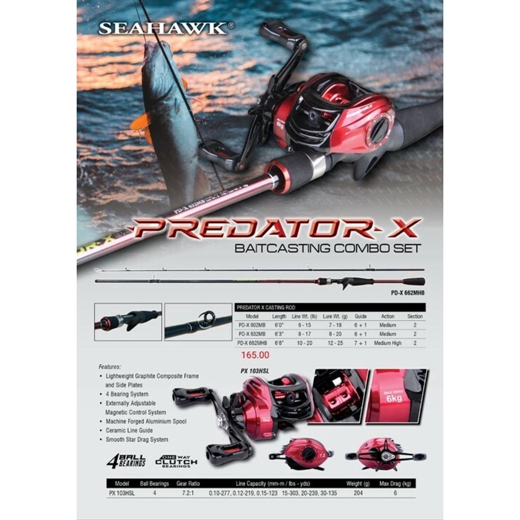 SEAHAWK PREDATOR X BAIT CASTING COMBO SET NEW 2021 | Shopee Malaysia