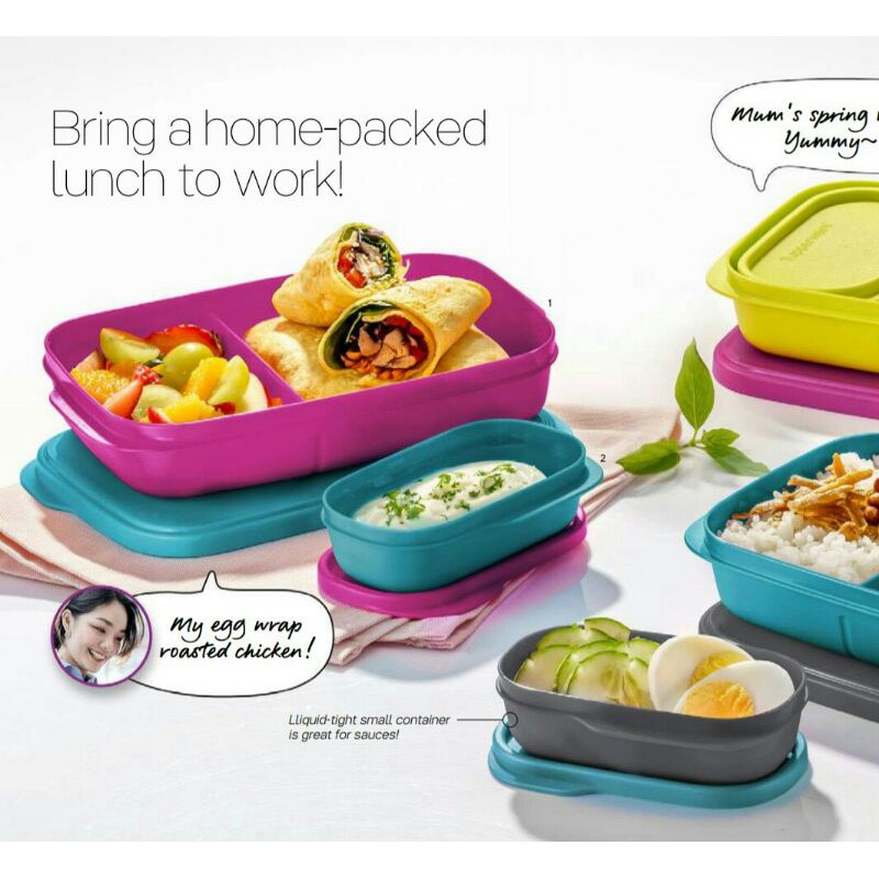 LUNCH BOX WITH COMPARTMENT + CUTLERY MULTIPLE SIZE BY TUPPERWARE BRANDS ...