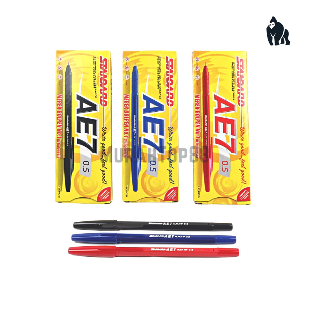 MERAH HITAM Standard AE7 Pen / Ballpoint Pen Black Blue Red - [1 BOX ...