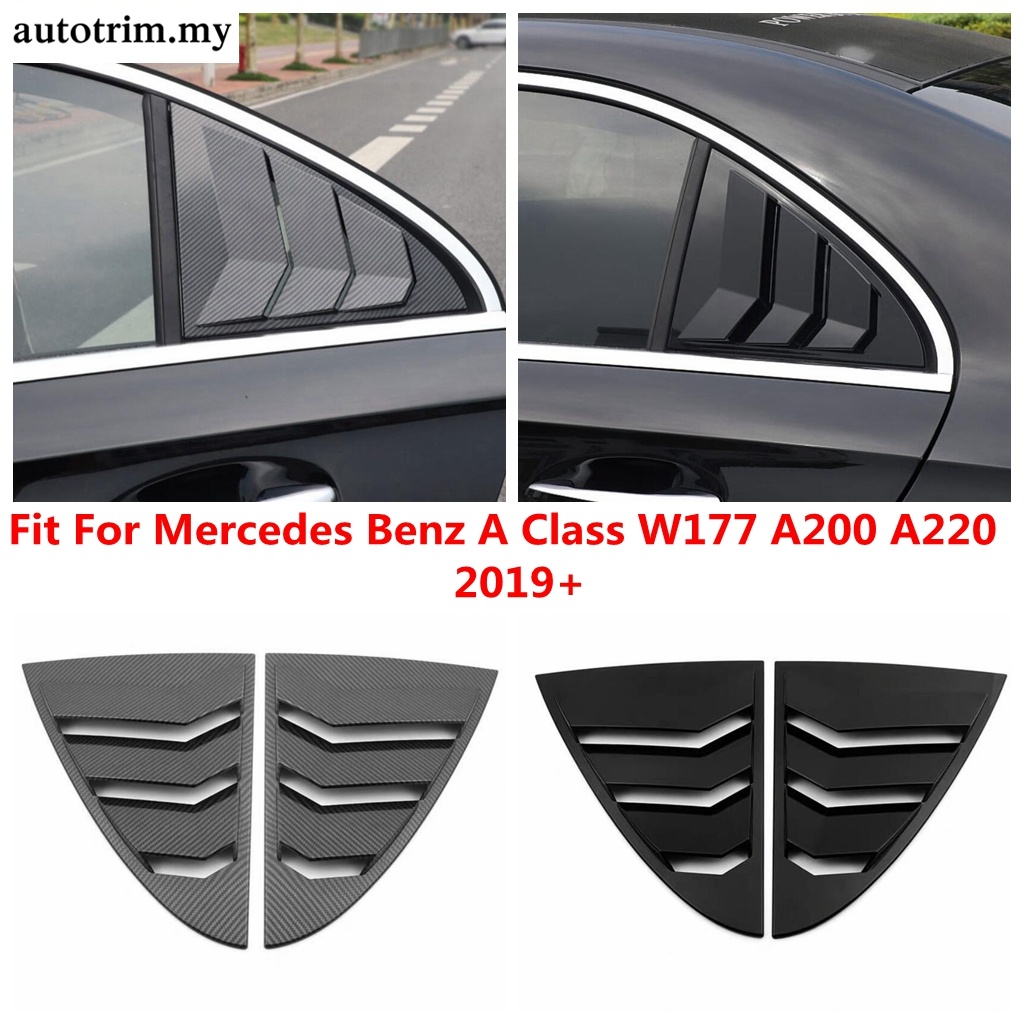 Black / Carbon Fiber Rear Window Shutter Louvers Panel Decoration Cover ...