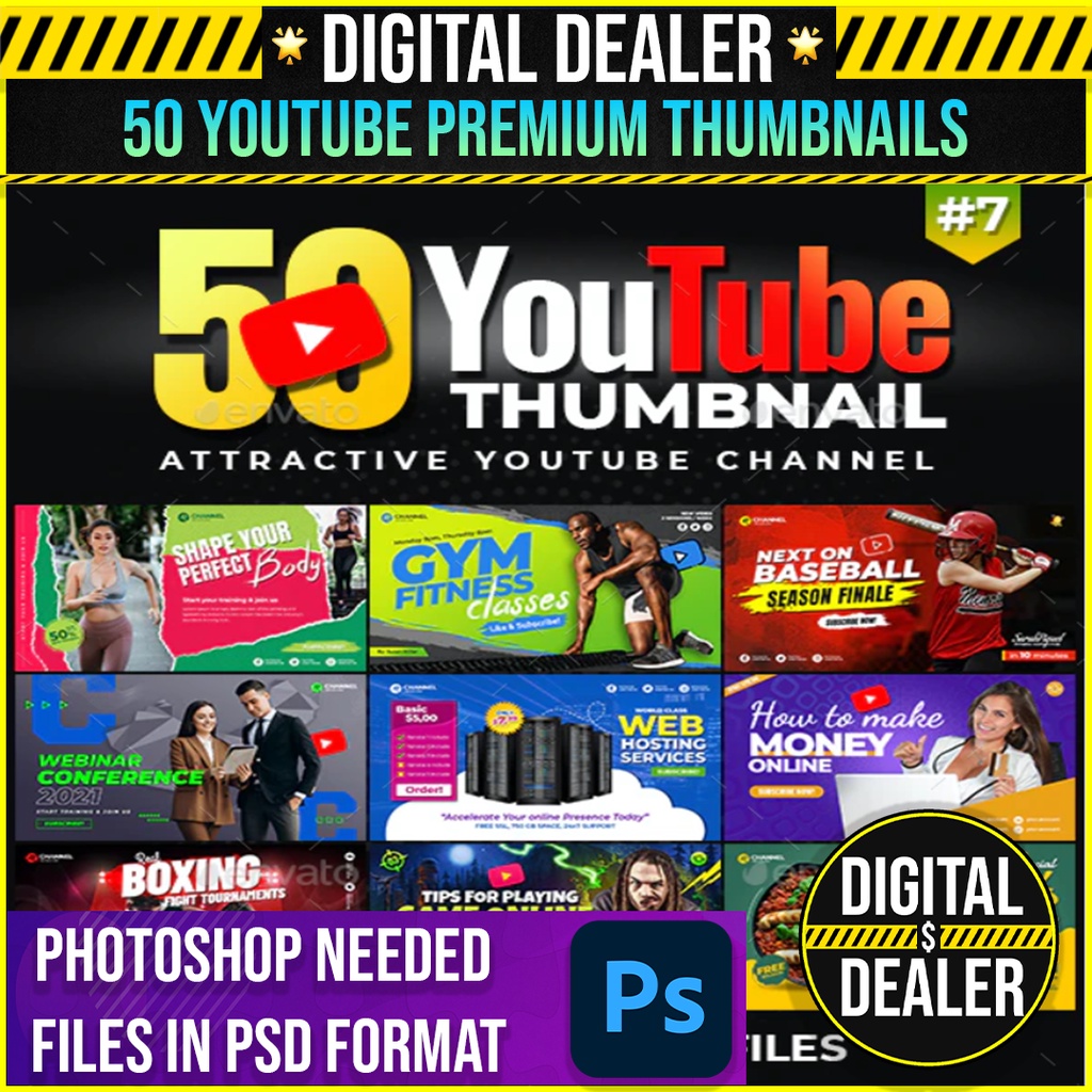 [PS] - 50 Youtube Premium Thumbnails Template by GraphicRiver Photoshop ...