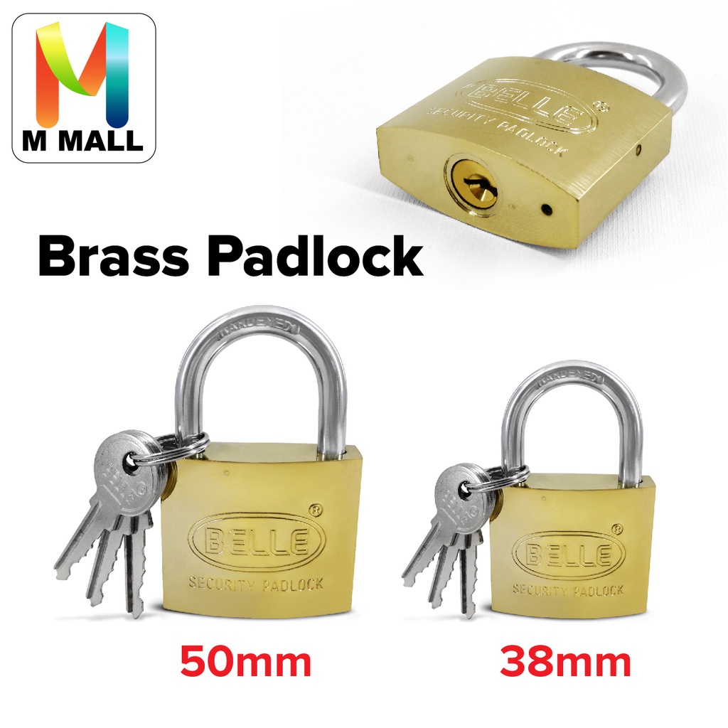 M MALL Brass Padlock Heavy Duty Security Padlock / Mangga Kunci Gold ...