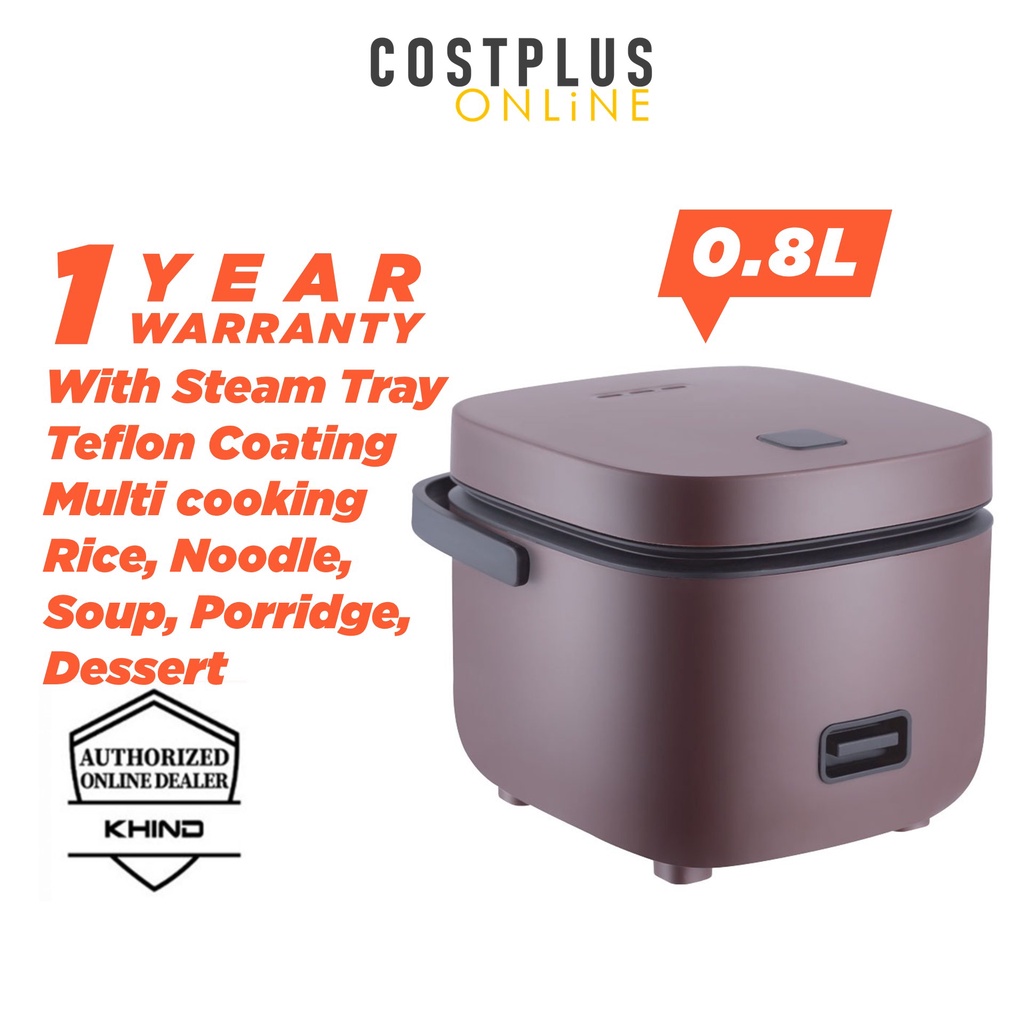 Khind Multi Cooker Mini Rice Cooker 0.8L with Non-stick Pot and Steamer ...