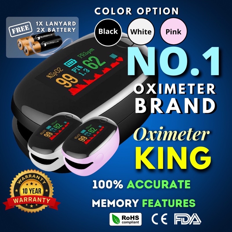 🔥HOT🔥No.1 Brand Fingertip Pulse Oximeter Accurate & Fast Spo2 Reading ...