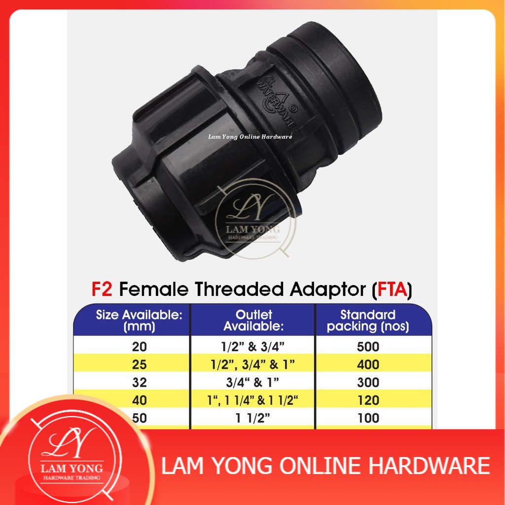 POLY FEMALE THREADED ADAPTOR 63MM X 2" / 90MM X 3"｜POLY PT SOCKET ｜POLY ...