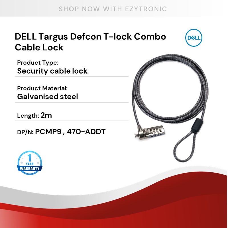 Dell Targus Defcon T-lock Combo Cable Lock | Shopee Malaysia
