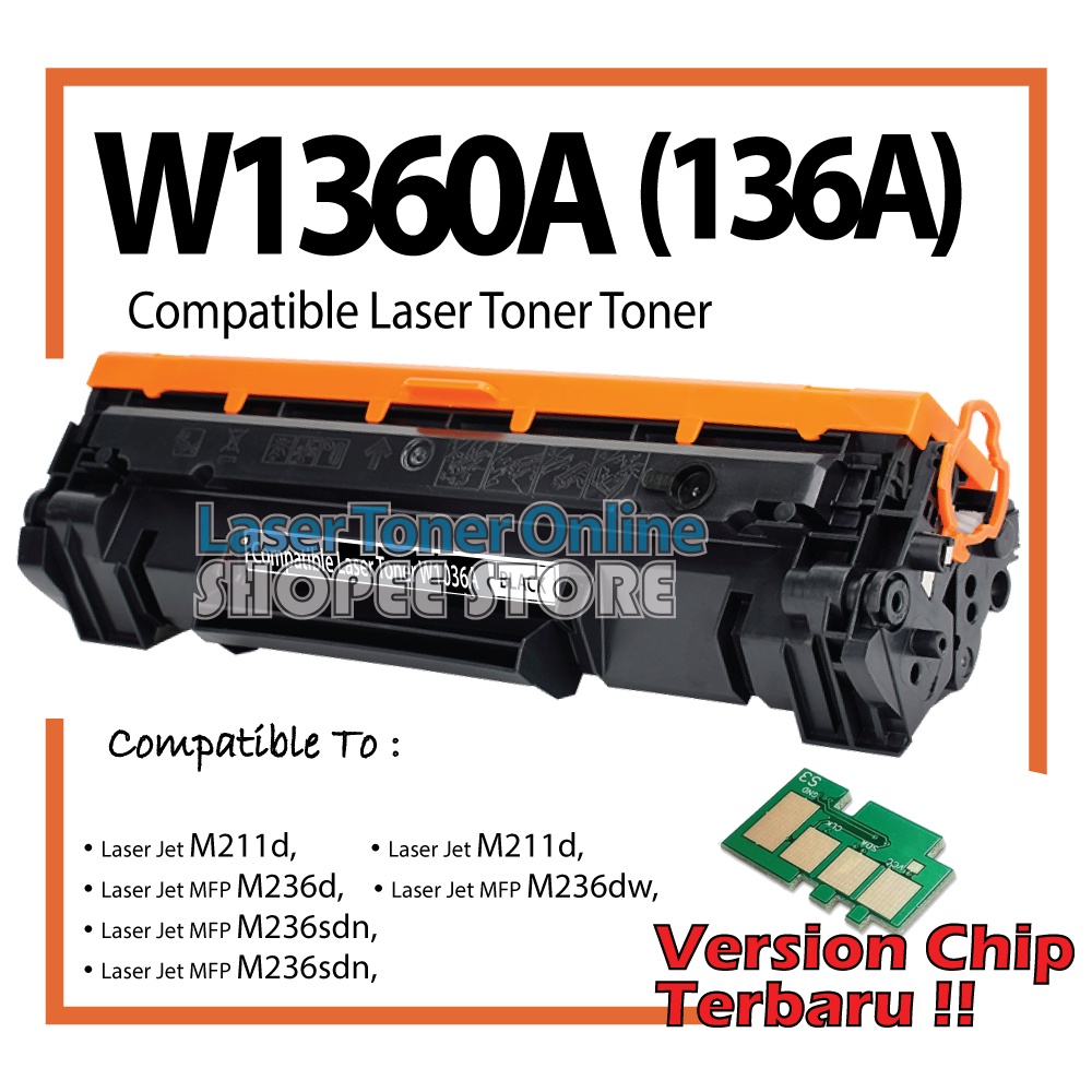 🔥WITH CHIP🔥 Compatible W1360A HP136A HP 136A W1360X HP LaserJet M211d ...