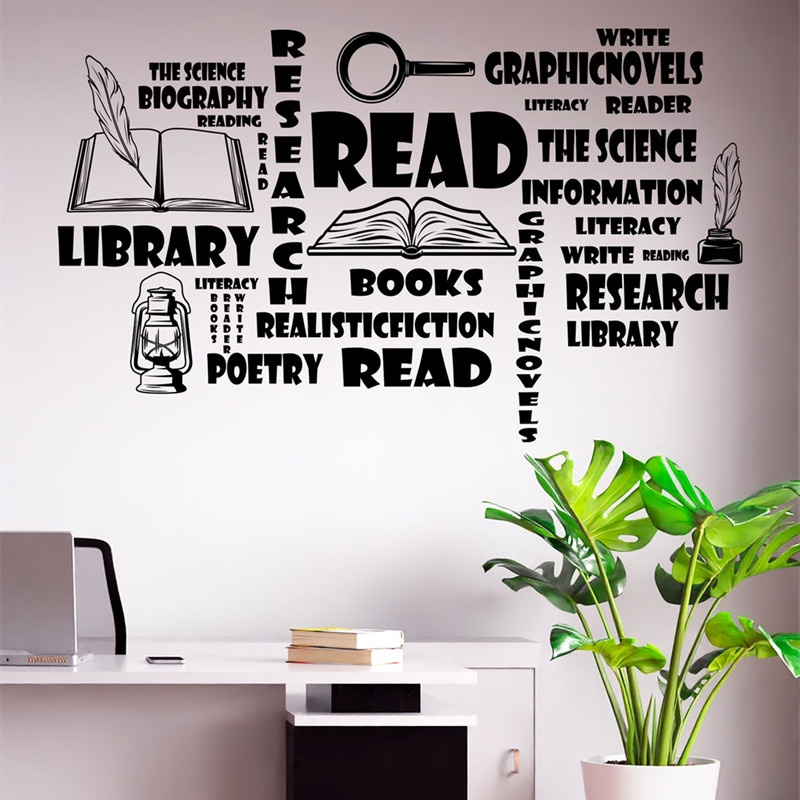Reading Wall Decals Children Room Stickers Library Classroom Books ...