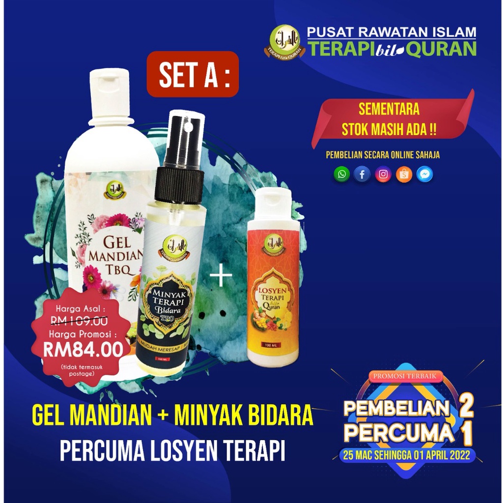PROMOSI BELI 2 PERCUMA 1 (SET A = GEL MANDIAN + MINYAK TERAPI BIDARA ...