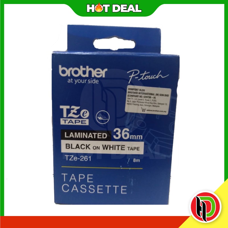 Hotdeal Genuine Brother TZe-261 Labelling Tape Cassette – Black On ...