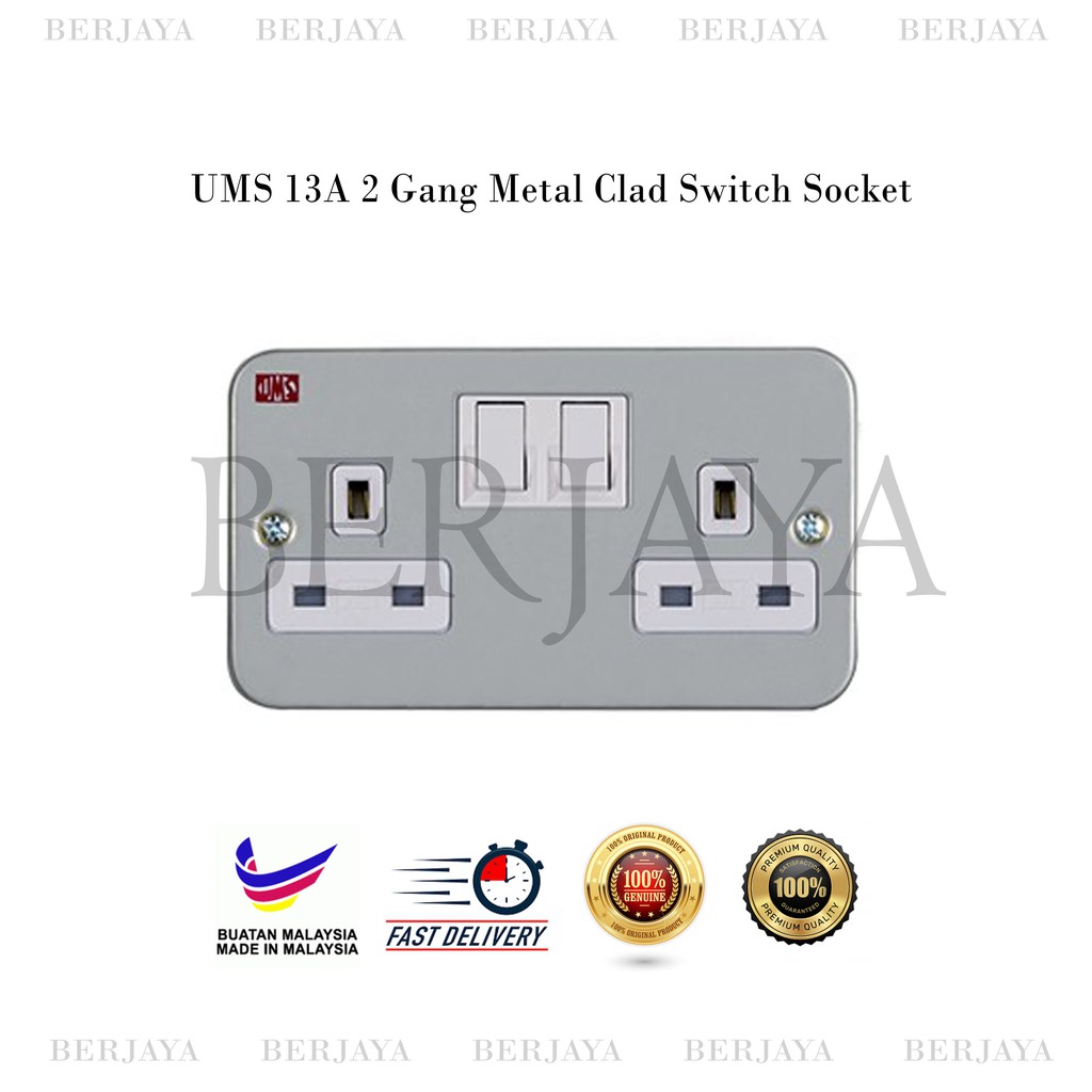 UMS ORIGINAL High Quality Metal Clad Single Socket 2213M 13A 2 Gang SP ...