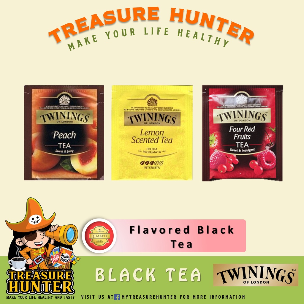 Twinings Flavoured Black Tea Tester Pack - Peach | Lemon Scented | Four ...