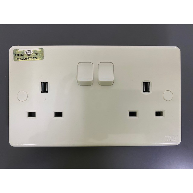 13A double switch socket/13A 2 Gang switch socket / SOKET | Shopee Malaysia