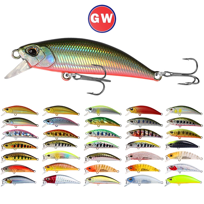35 Colors Fishing Lure 5g/5cm Sinking Minnow 3D Eyes Laser Trolling Plastic Buzz Bait Lure With ...
