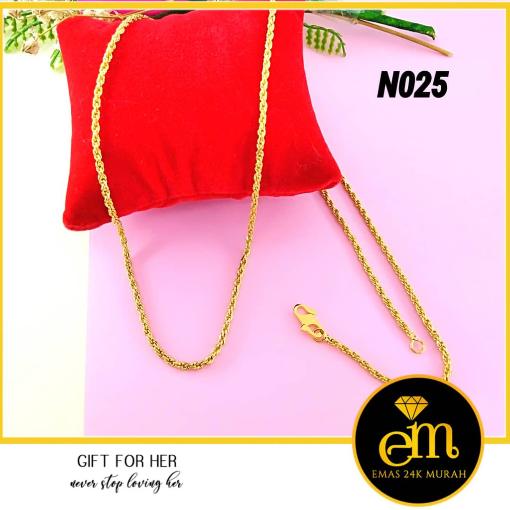Rantai Leher Emas Korea 24K Murah (EN57) (random) | Shopee Malaysia