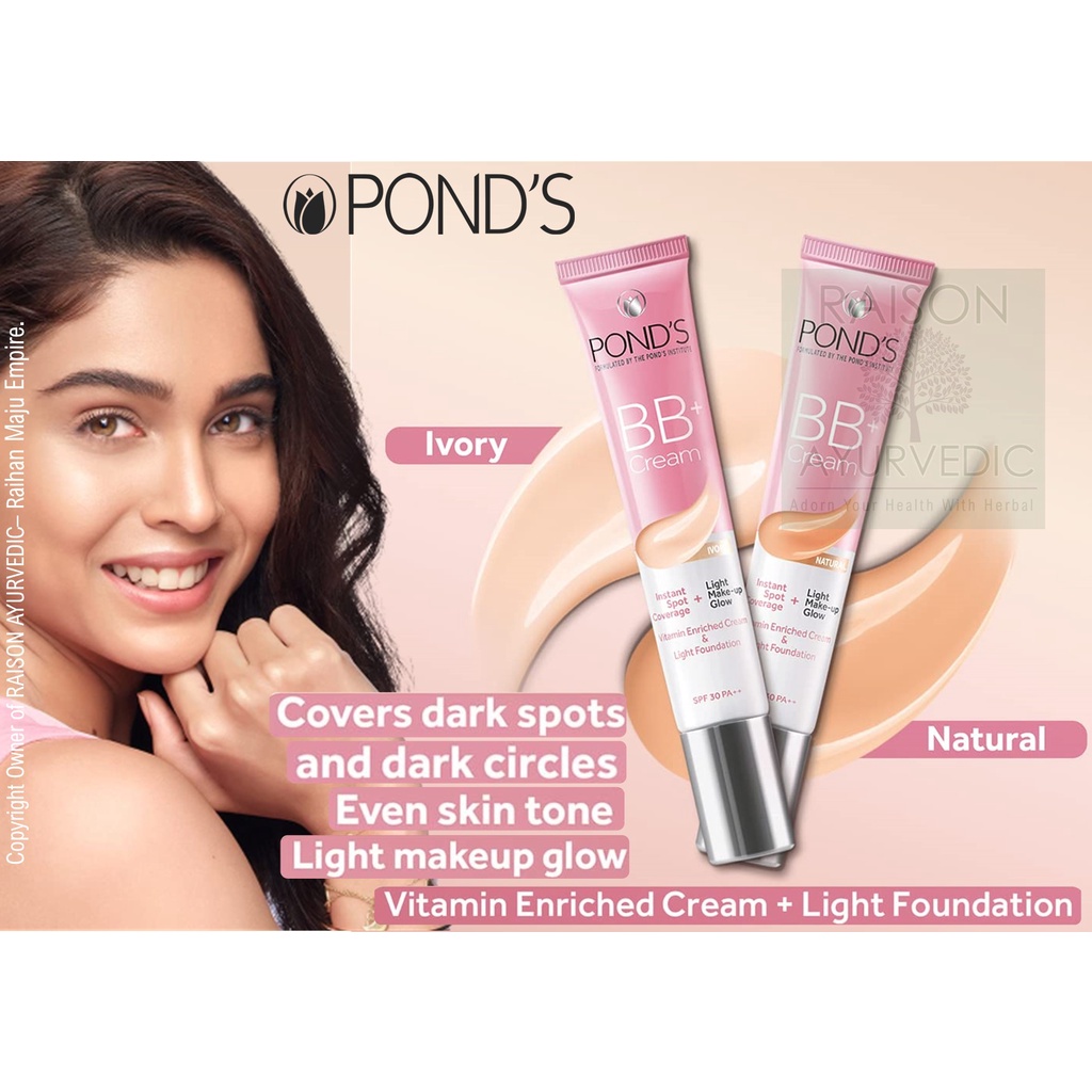 POND'S BB+ Cream, Instant Spot Coverage + Light Make-up Glow 18gm ...