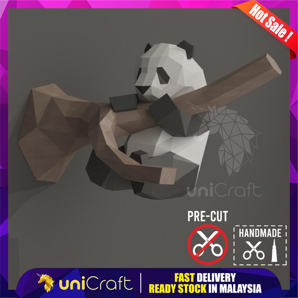 UNICRAFT Panda B Handmade DIY Wall Decor Home Decoration Paper Craft 3D ...