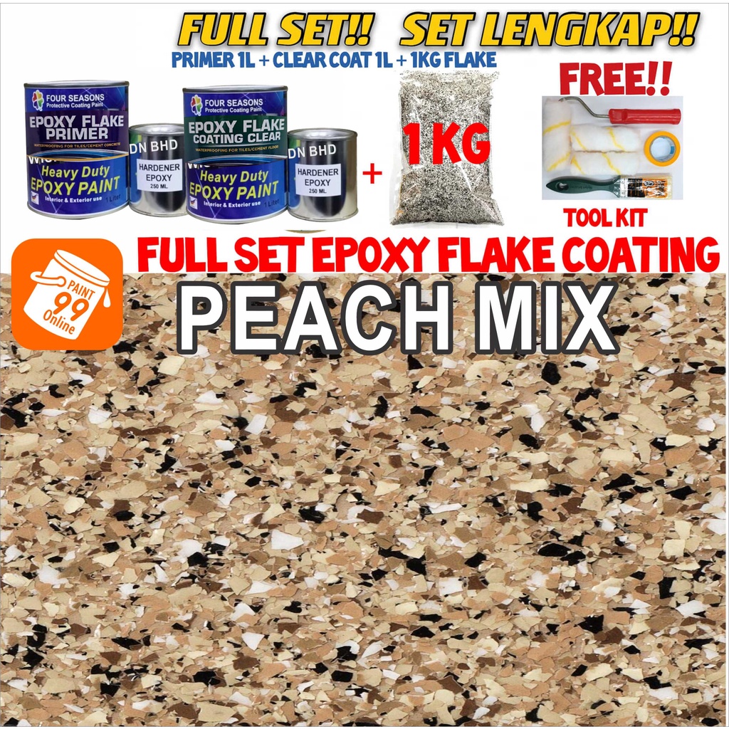 PEACH MIX // DIY Full Set Epoxy Colour Flake Coating Toilet Floor (FREE ...