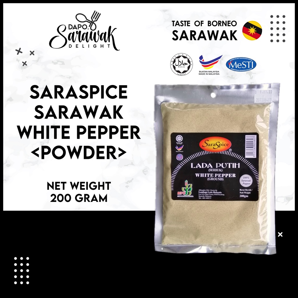 200g SaraSpice Pure Sarawak White Pepper (Powder) | Serbuk Lada Putih ...