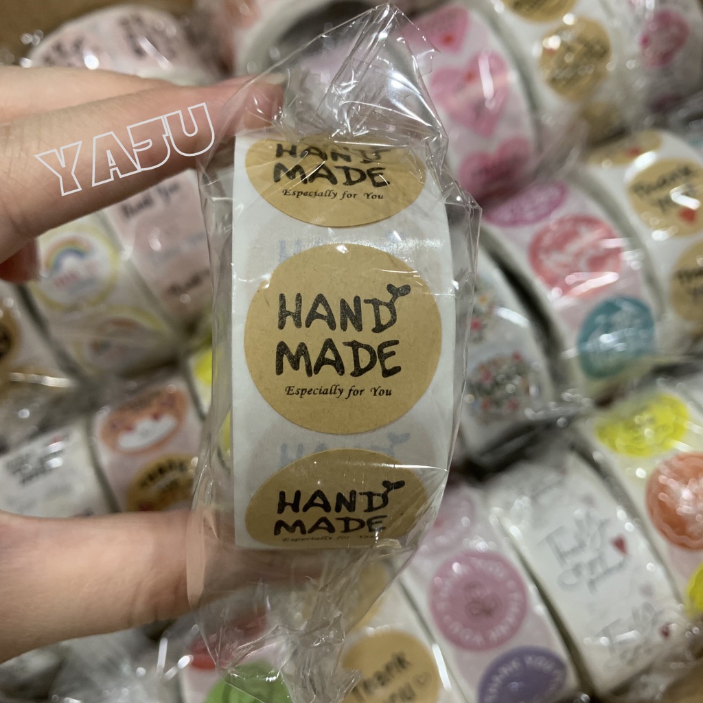 【YAJU!】Thank You & Handmake Sticker 25MM Label Seal Love Terima Kasih ...