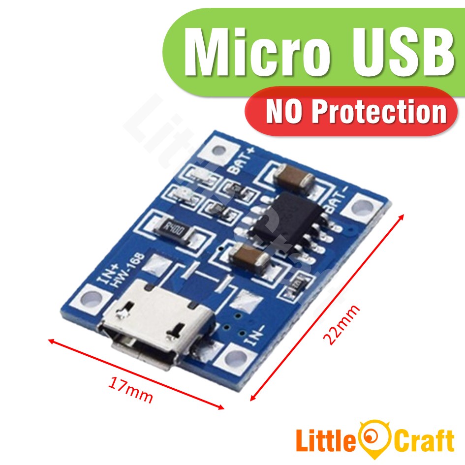 TP4056 Single Cell 1A Li-ION Battery Charger Module With Protection ...