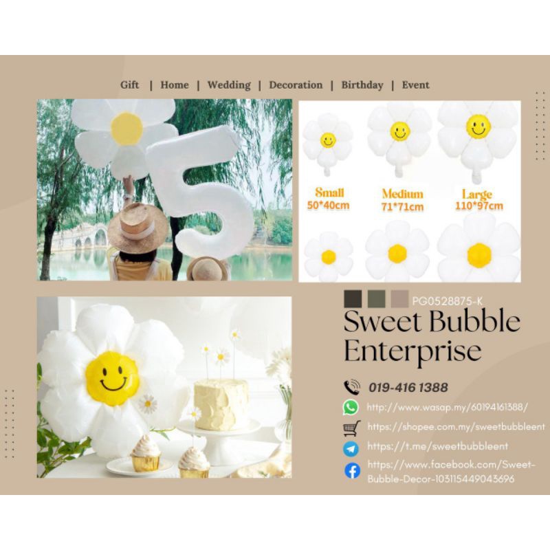 Ins Style Daisy Aluminum Balloon Cute Sun Flower Aluminum Foil Balloon ...