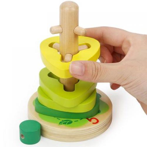 Wooden Four Column Set Geometric Shape Matching Blocks | Shopee Malaysia