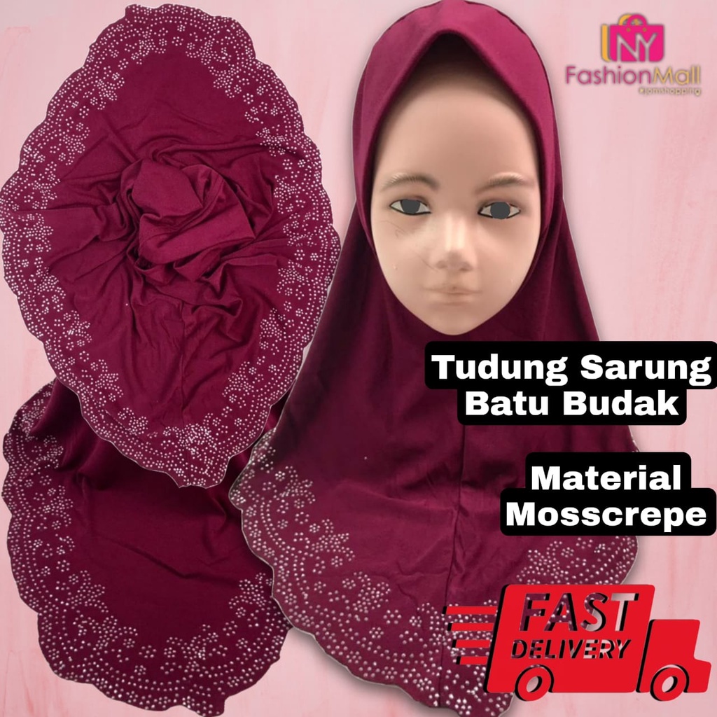 Tudung Budak Sarung Kanak Kanak Perempuan Bawal Kids Instant Batu Tabur Hijab Ironless Viral ...