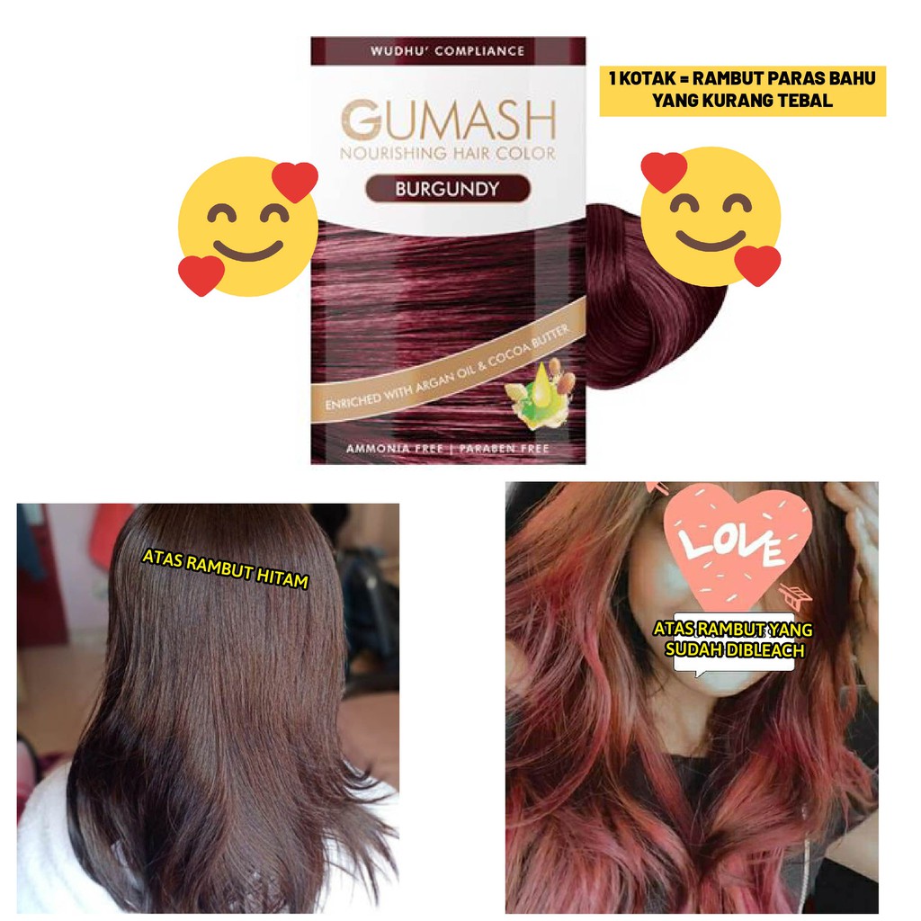 [WITH FREE GIFTS!] GUMASH HAIR COLOUR SAH SOLAT TELUS AIR SAH WUDUK SAH MANDI WAJIB INAI RAMBUT ...