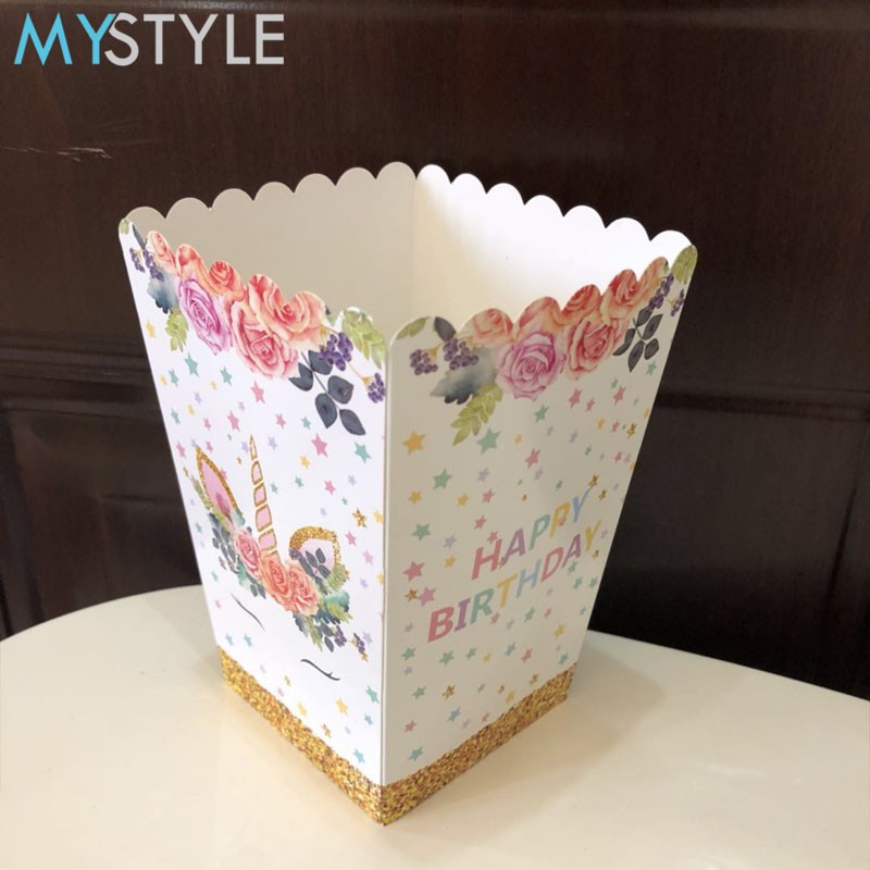 Unicorn POPCORN BOX HAPPY BIRTHDAY SNACK BOX BIRTHDAY Party | Shopee ...