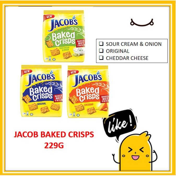 JACOB BAKED CRISPS 229G (ORIGINAL/SOUR ONION/CHEDDAR CHEESE) | Shopee ...