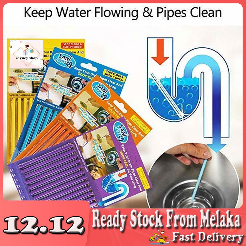 Sani Sticks Enzyme Stick Pipe Deodorizer Prevent Clogs Drain Cleaner ...