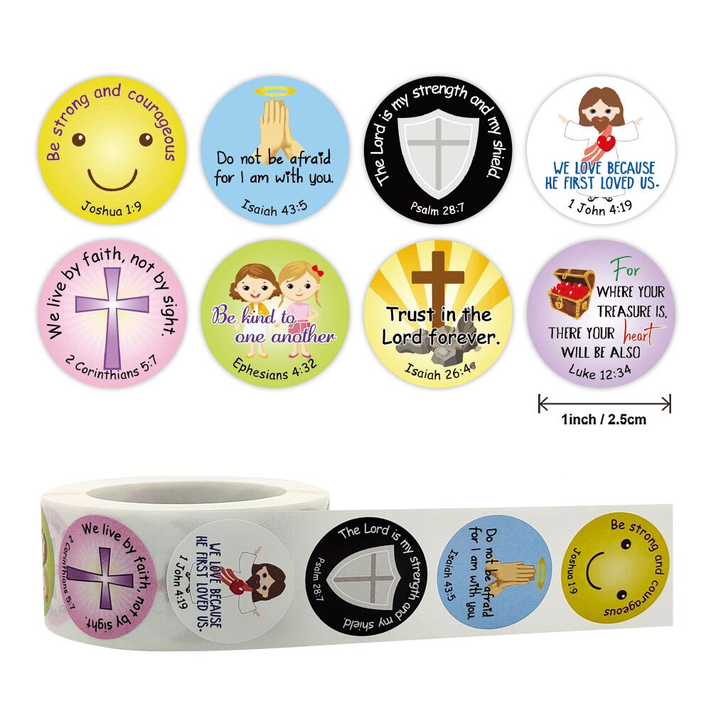 500pcs 2.5cm Christian Stickers Bible Scriptures Faith Prayer God Signs ...
