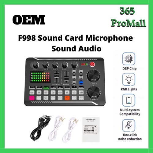 F998 Sound Card Microphone Sound Audio Interface Mixer Sound Card Mixing Console Amplifier for ...