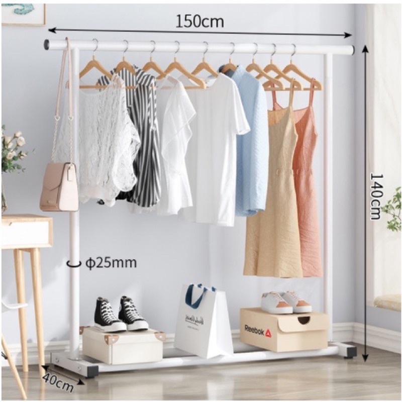 Single Pole Rack Clothes Hanger Organizer With Wheel | Shopee Malaysia