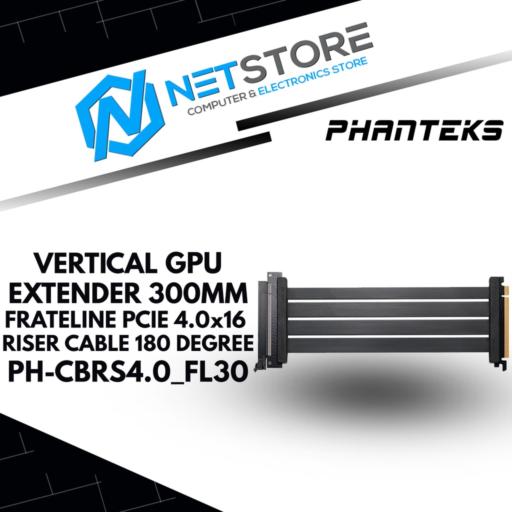 PHANTEKS VERTICAL GPU EXTENDER 300MM FRATELINE PCIE 4.0x16 RISER 180 ...