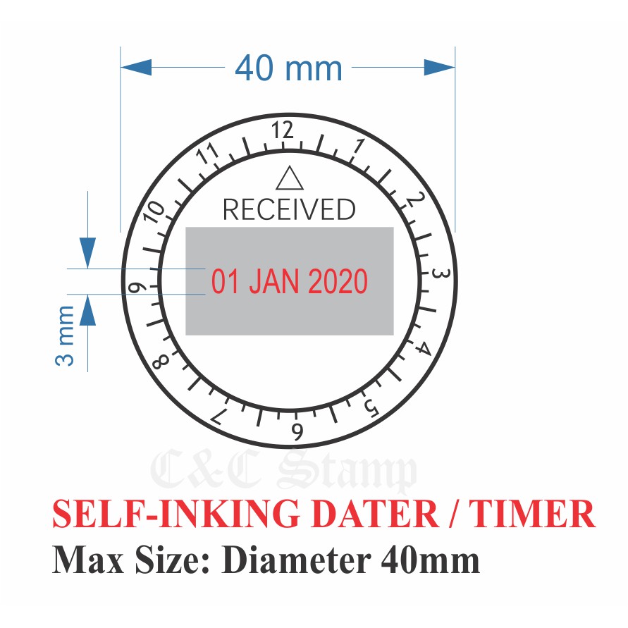 Self Ink Date Rubber Stamp / Cop Tarikh / Company Chop / Cop Tarikh ...