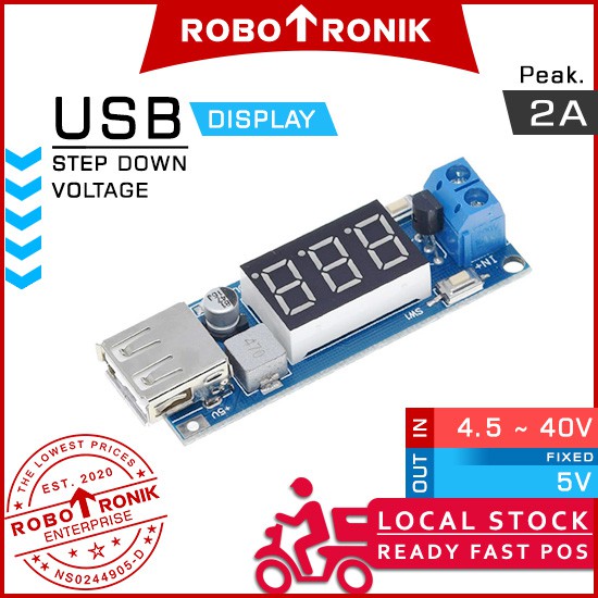 DC-DC Step Down USB 5V 2A with Display - Voltage Regulator Module Buck ...