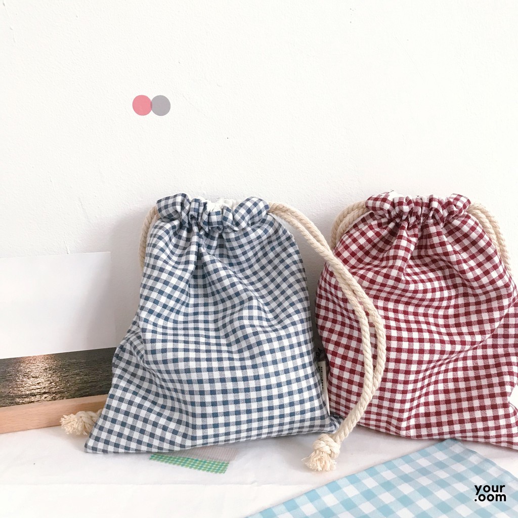 Your.Medium Drawstring Pouch | Checkered Drawstring Pouch | Checkered ...