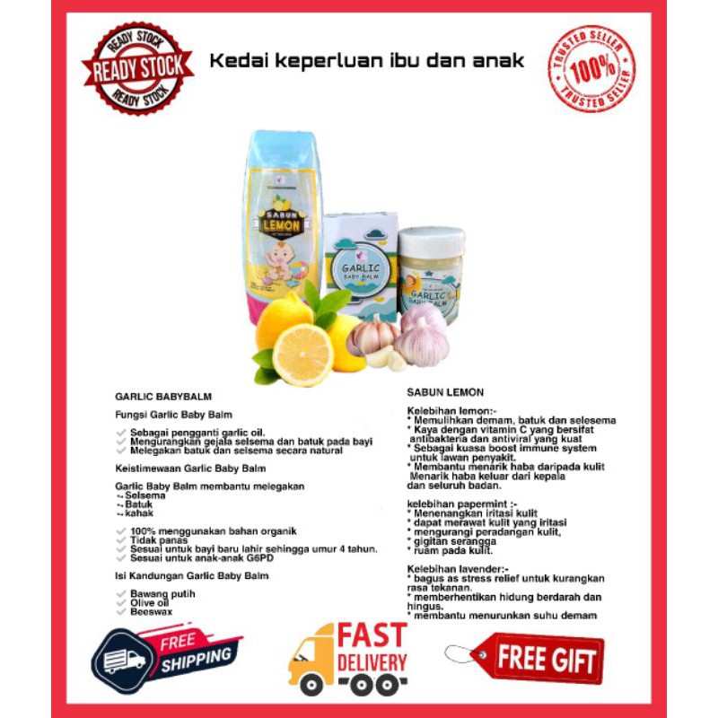 Sabun lemon dan balm garlic ( demam, selsema, batuk) ( ready stock ...