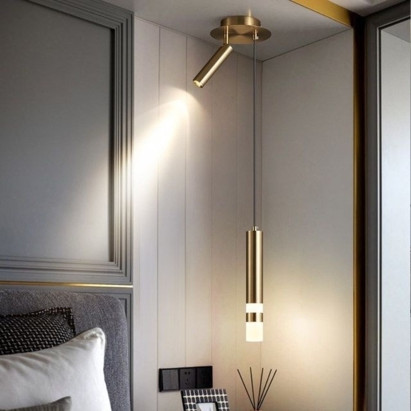 Modern Bedside Chandelier Simple Light Luxury Long Line Bedroom Bar ...