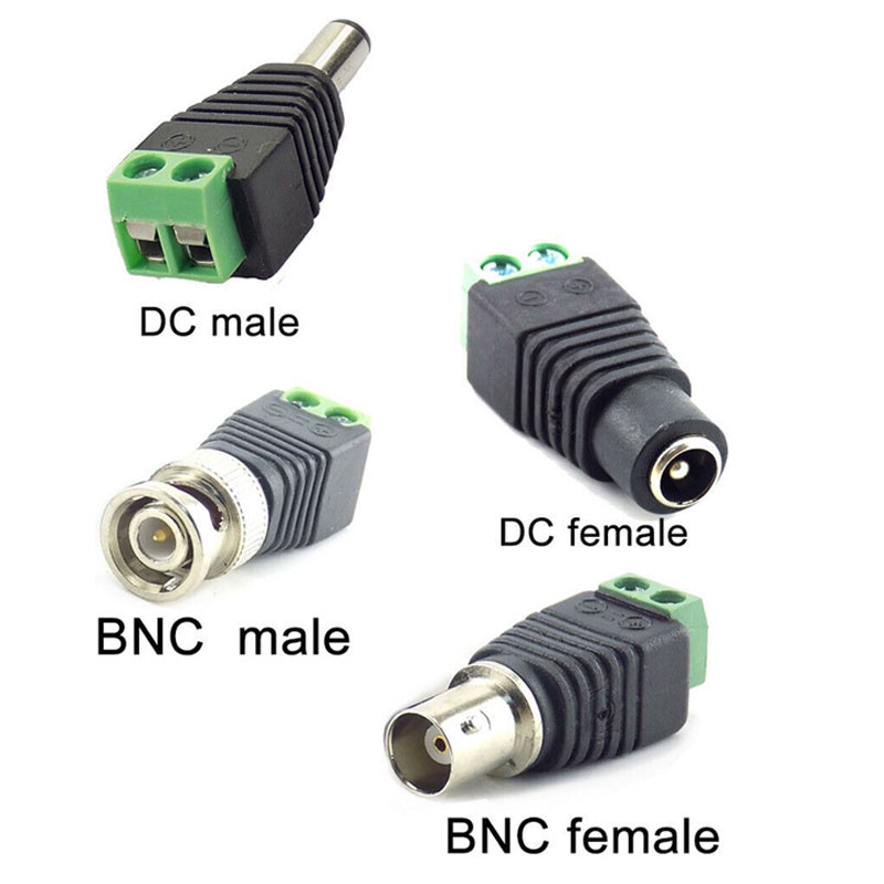 2pcs Coax CAT5 Video Balun Adapter 12V DC BNC Male Female Connector for ...